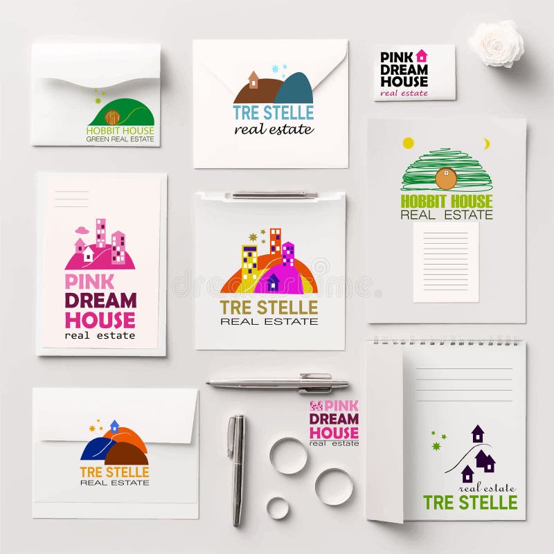Logotip Real Estate Three Stars and Pink Dream House Ahd Hobbit House ...