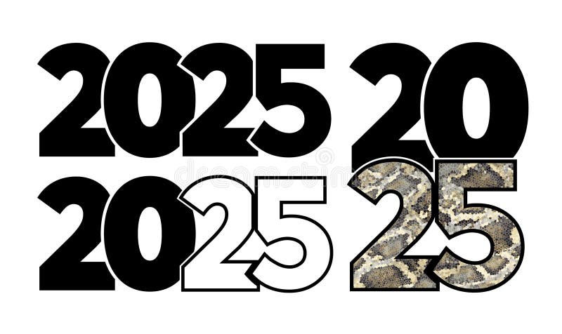 Set of Logos 2025 with a Snake Skin. Simple and Concise Design Stock ...