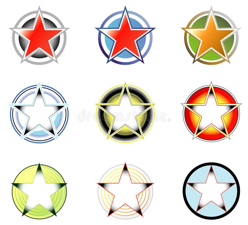 Set of Logos on the Basis of the Star and Circle Stock Vector ...
