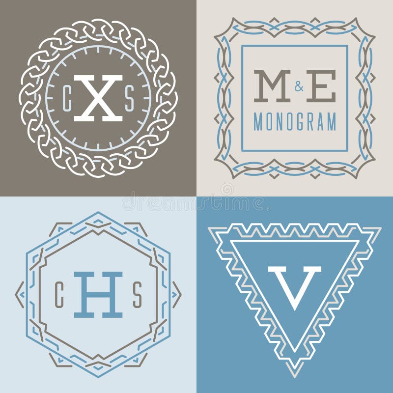 Set of Logos Templates in Mono Line Style Stock Vector - Illustration ...