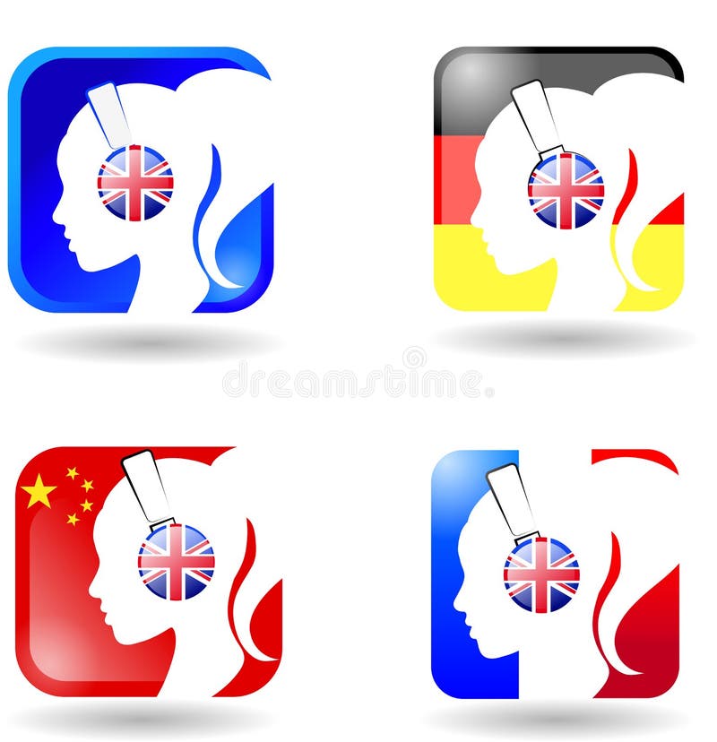 A set of logos translation stock illustration. Illustration of english ...