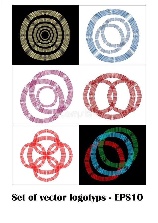 Set of Logotype in Metallic Wire Design, Easy Colors Stock Vector ...