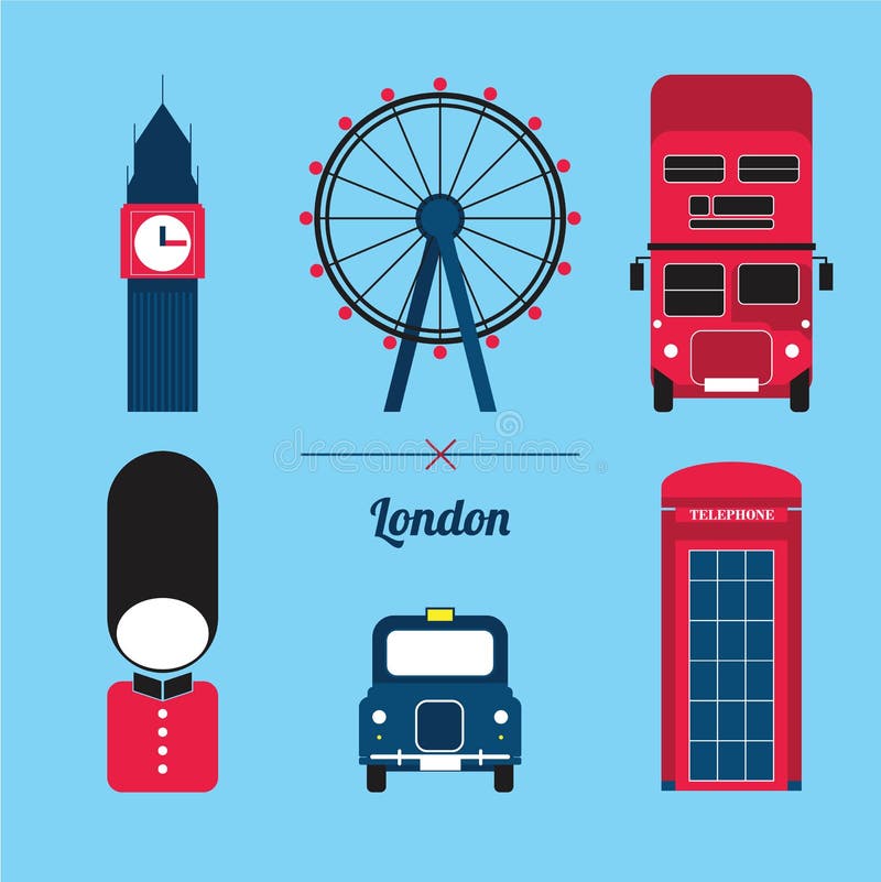 A set of London City Icon stock vector. Illustration of color - 41584750