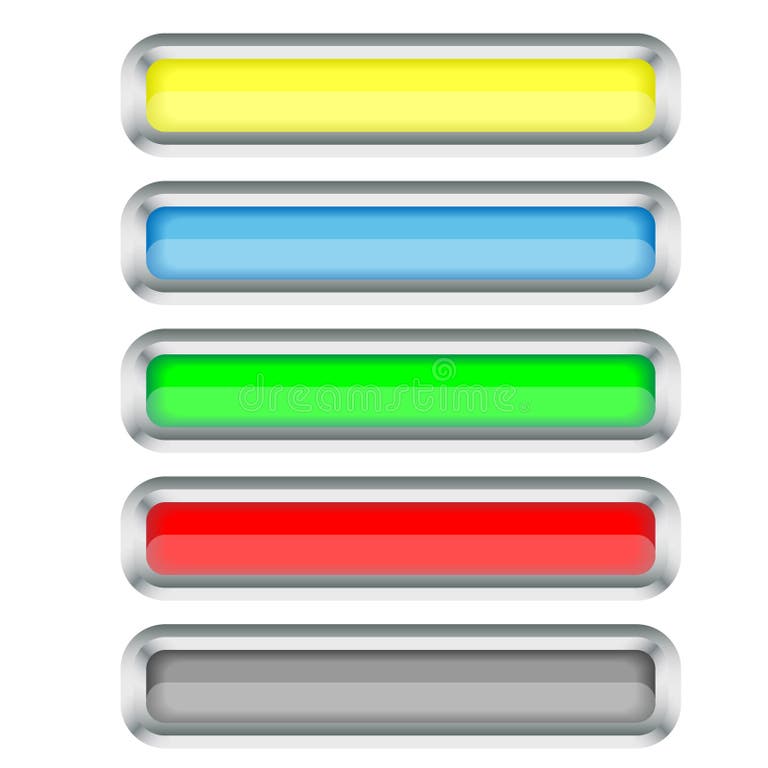 Set of Long Buttons with a Silver Border Stock Vector - Illustration of ...