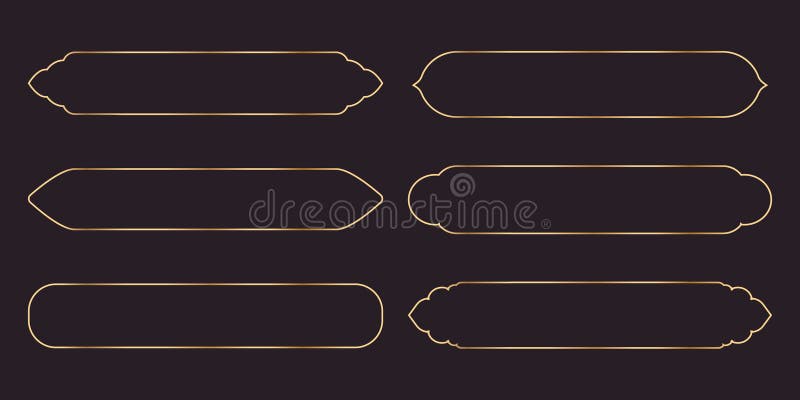 Set Long Frame Thin Line Gold Border Shiny Panel Empty Interface ...