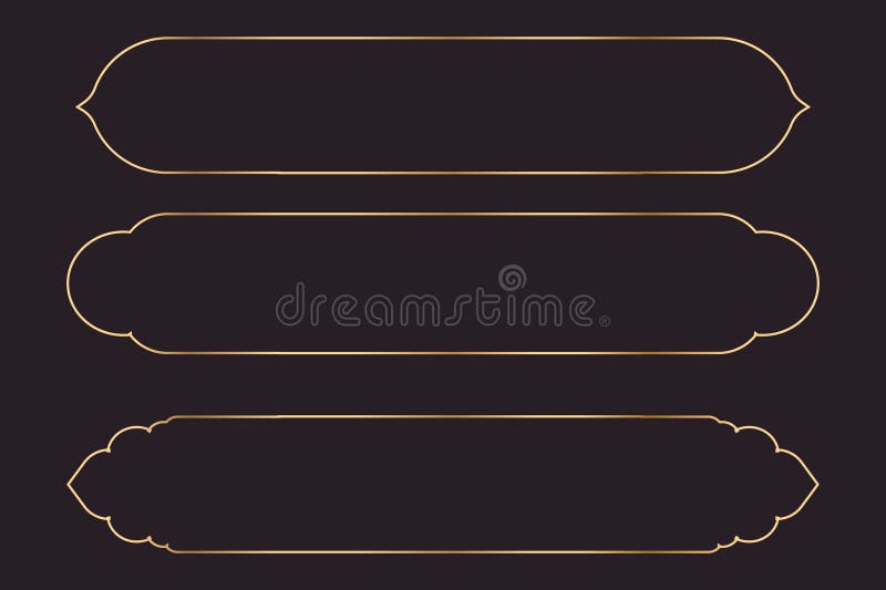 Set Long Frame Thin Line Gold Border Shiny Panel Empty Interface ...