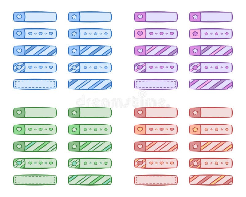 Set of Long Notes with Shapes for Digital Notes in Colors Stock Vector ...