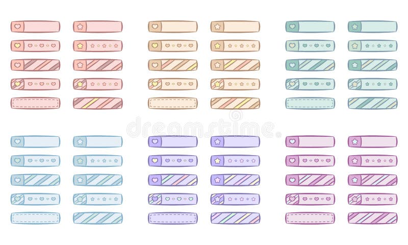 Set of Long Notes with Shapes for Digital Notes in Pastel Colors Stock ...