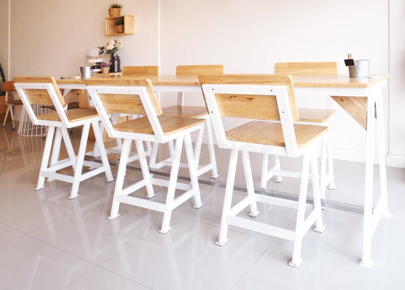 Set of Long Wooden Table and Chairs Stock Image - Image of style ...