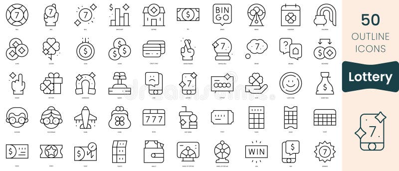 Set of Lottery Icons. Thin Linear Style Icons Pack Stock Vector ...