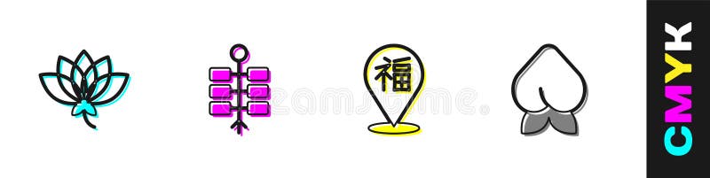 Set Lotus Flower, Firework, Chinese New Year and Peach Fruit Nectarine ...