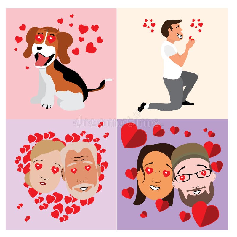 Set of in-love characters stock vector. Illustration of happy - 89912433