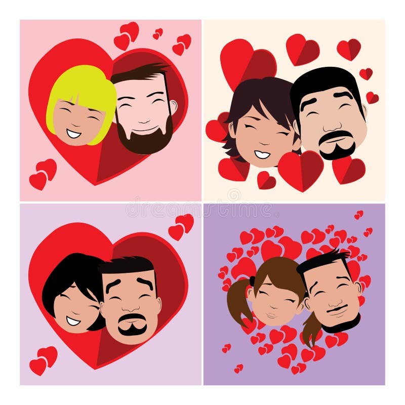 Set of in-love characters stock vector. Illustration of happy - 89912433