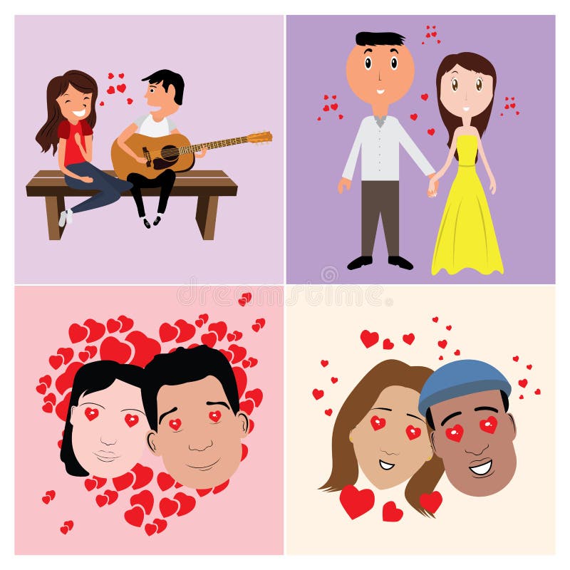 Set of in-love characters stock vector. Illustration of happy - 89912433