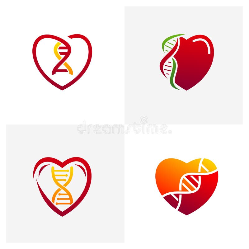 Set of Love DNA Logo Vector Template, Creative DNA Logo Design Concepts ...