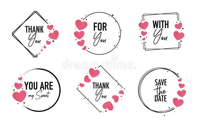 Set of Love Frames with Hearts, Text for Valentines Day Stock Vector ...
