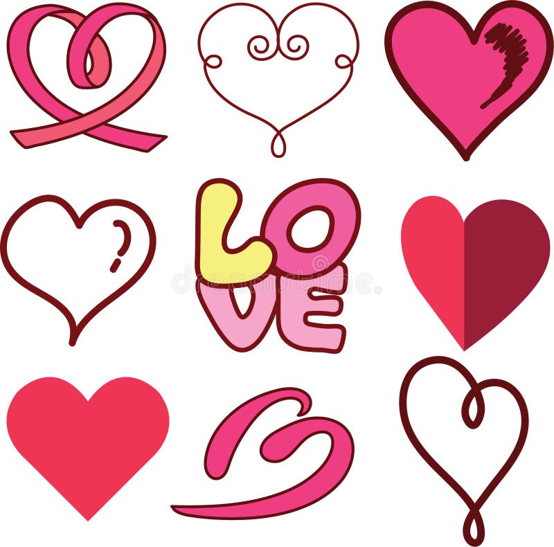 Set of love heart design stock vector. Illustration of valentine - 74122816