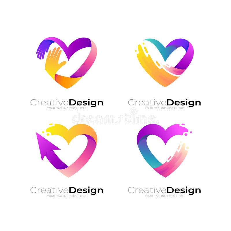 Set Love Logo with Charity Design Template, Unity Logos Stock Vector ...