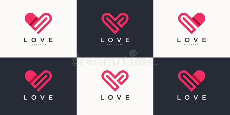 Set of Love Logos with Modern Line Style. Premium Vector Stock ...