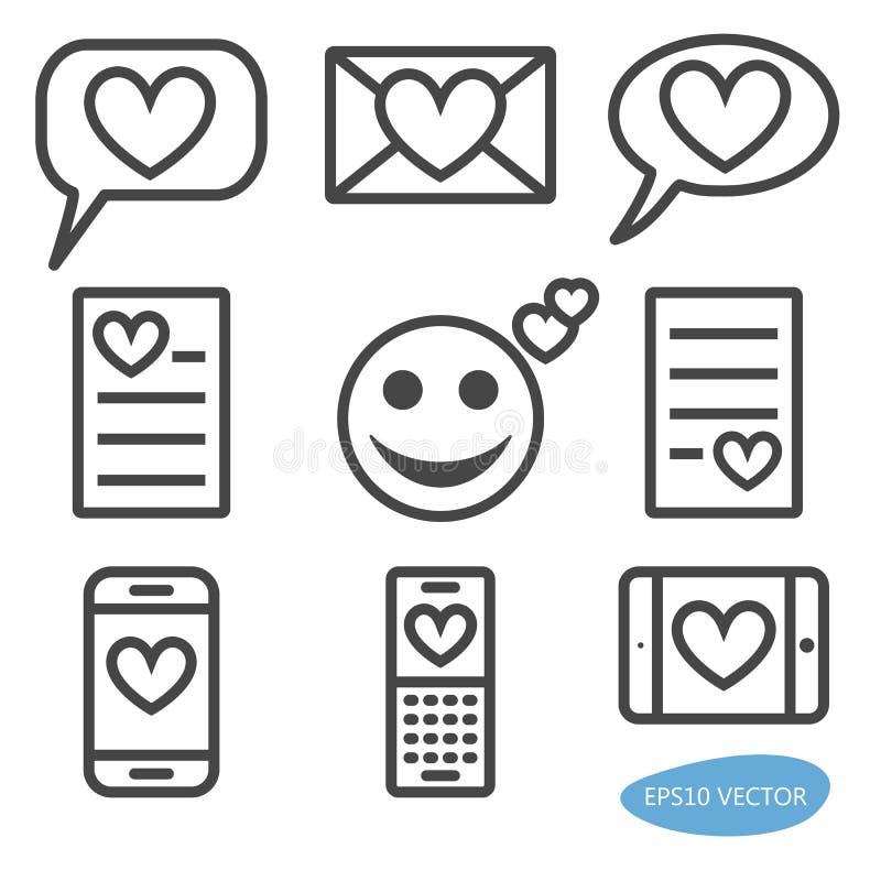 Set of love message icons stock vector. Illustration of envelope - 64263083