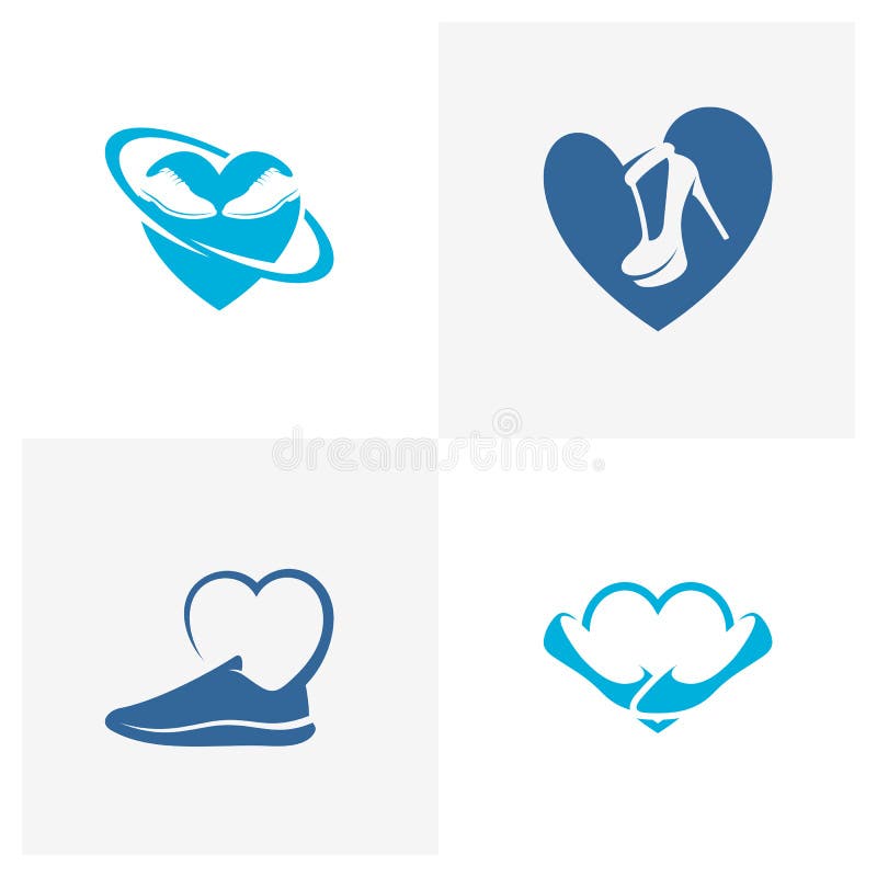 Set of Love Shoes Logo Design Concept Vector Template, Icon Symbol ...