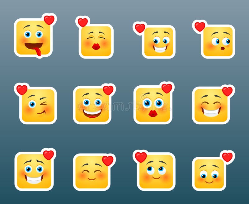 Set of love smile stickers stock vector. Illustration of curiosity ...