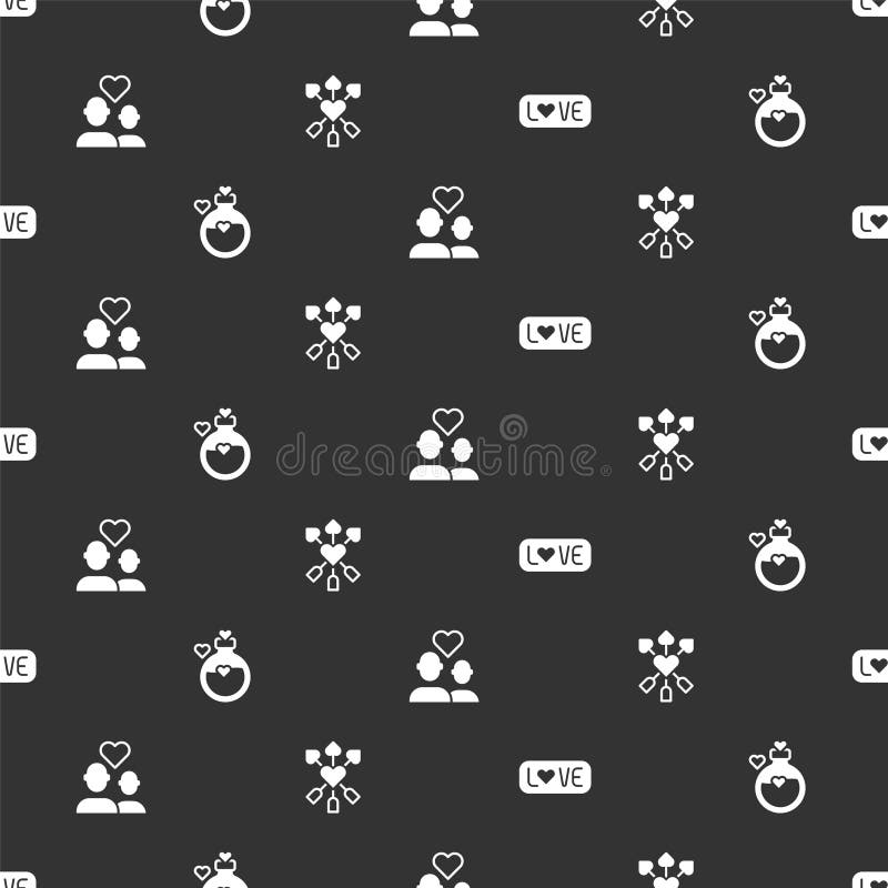 Set Love Text, Bottle with Love Potion, Lover Couple and Amour Heart ...