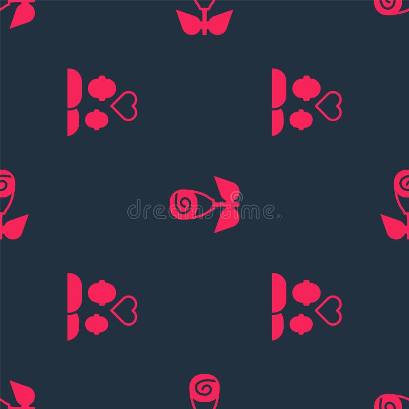 Set Lover Couple and Flower Rose on Seamless Pattern. Vector Stock ...