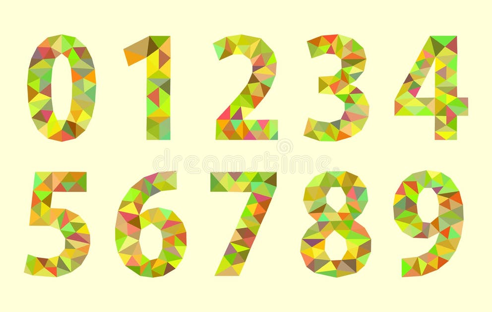Set Low Poly Digits Numbers with a Green Tint Stock Vector ...