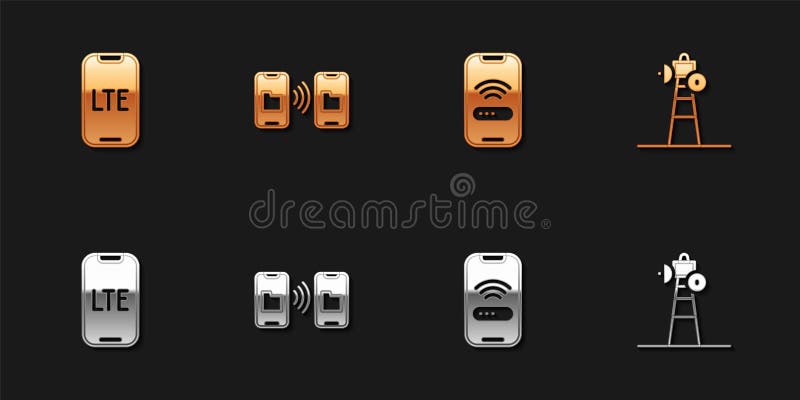 Set LTE Network, Data Transfer and Storage, Mobile with Wi-fi Wireless ...