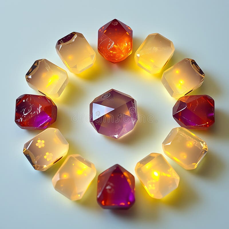 A Set of Luminous, Floating Runestones Arranged in a Circle Stock ...