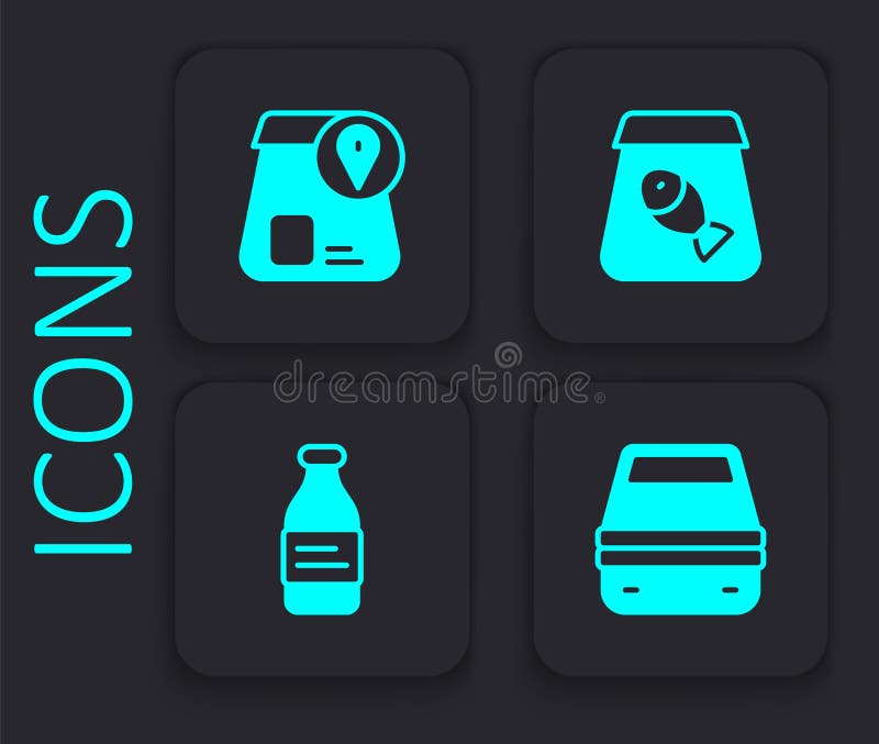 Set Lunch Box, Online Ordering Food, Fish and Bottle of Water Icon ...