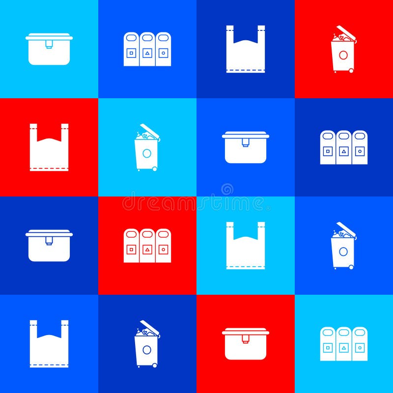 Set Lunch Box, Trash in Garbage Cans Sorted, Plastic and Icon. Vector ...