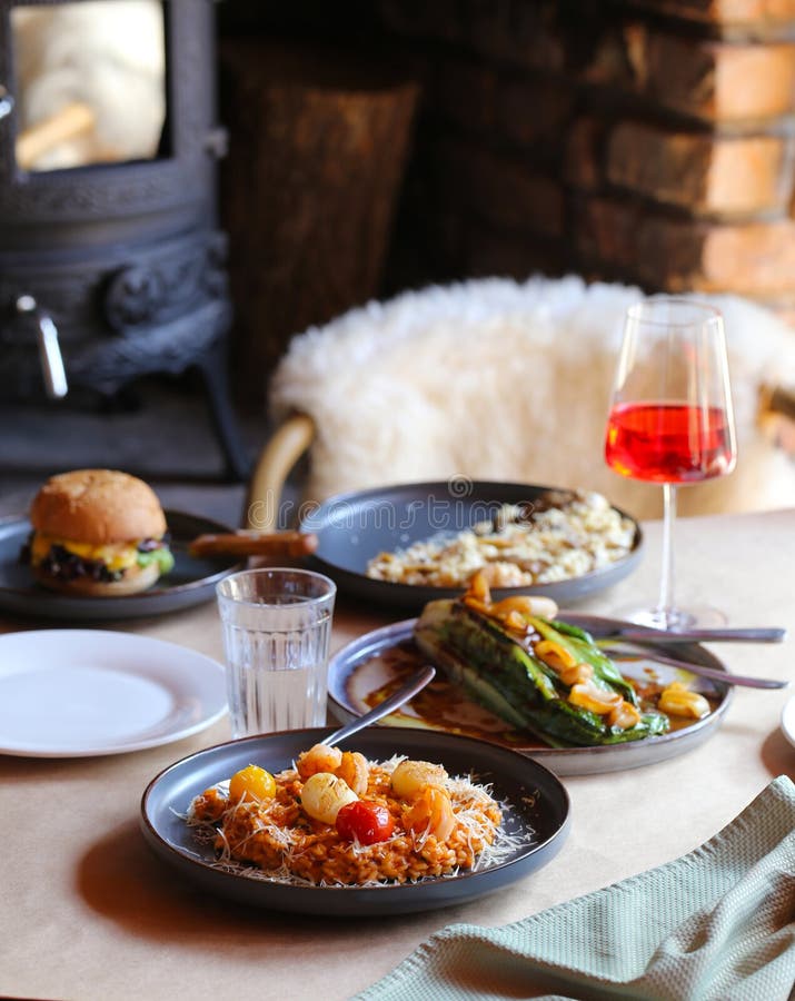 Set lunch table stock photo. Image of meal, grilled - 218258714