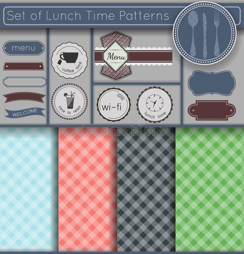 Set of Lunch Time Patternsz3 Stock Vector - Illustration of pattern ...