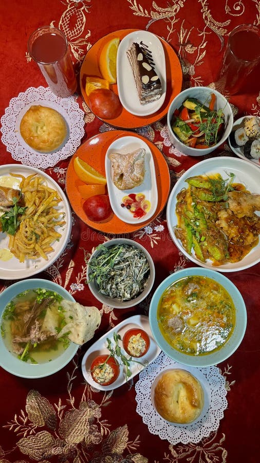 Set Lunch with Various Dishes. Top View of Lunch in a Cafe. Stock Image ...