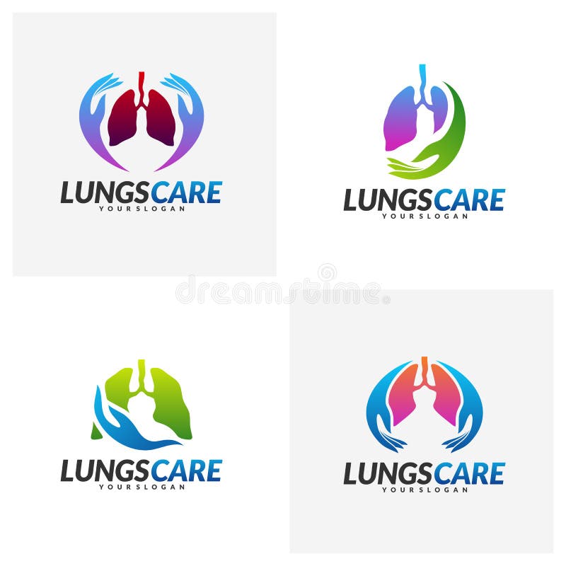 Set of Lungs Health Care Logo Design Concept Vector. Lungs with Hand ...