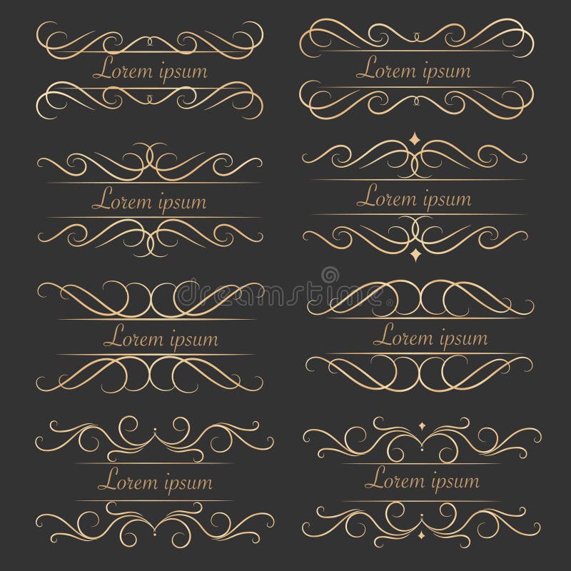 Set of Decorative Calligraphic Elements for Decoration. Stock Vector - Illustration of label ...