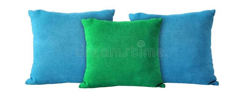 Set of Luxury Blue and Green Pillows in Square Shape Isolated on ...