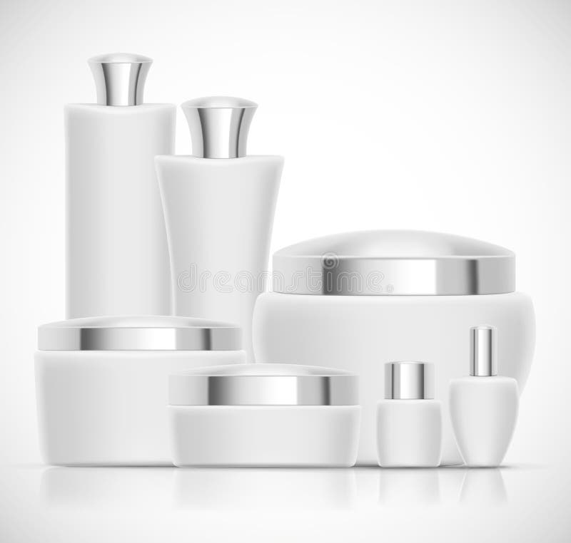 Set of Luxury Cosmetic Packaging Collection with Silver Cap Stock ...