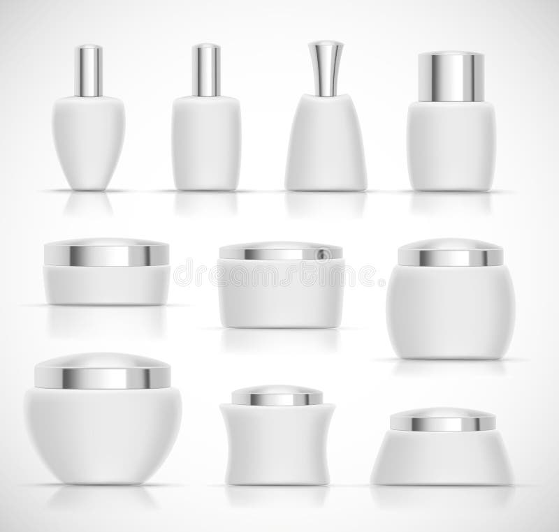 Set of Luxury Cosmetic Packaging Collection with Silver Cap Stock ...