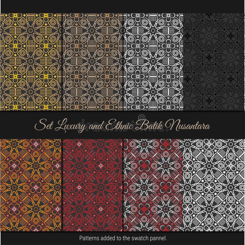 Set Luxury and Ethnic Batik Nusantara. Indonesian Batik Pattern Stock ...