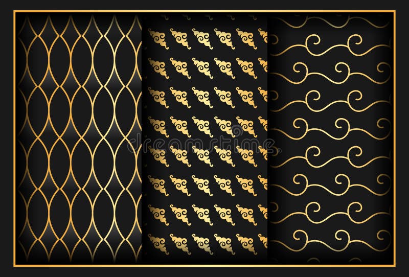 Set of Luxury Gold Premium Pattern Stock Vector - Illustration of ...
