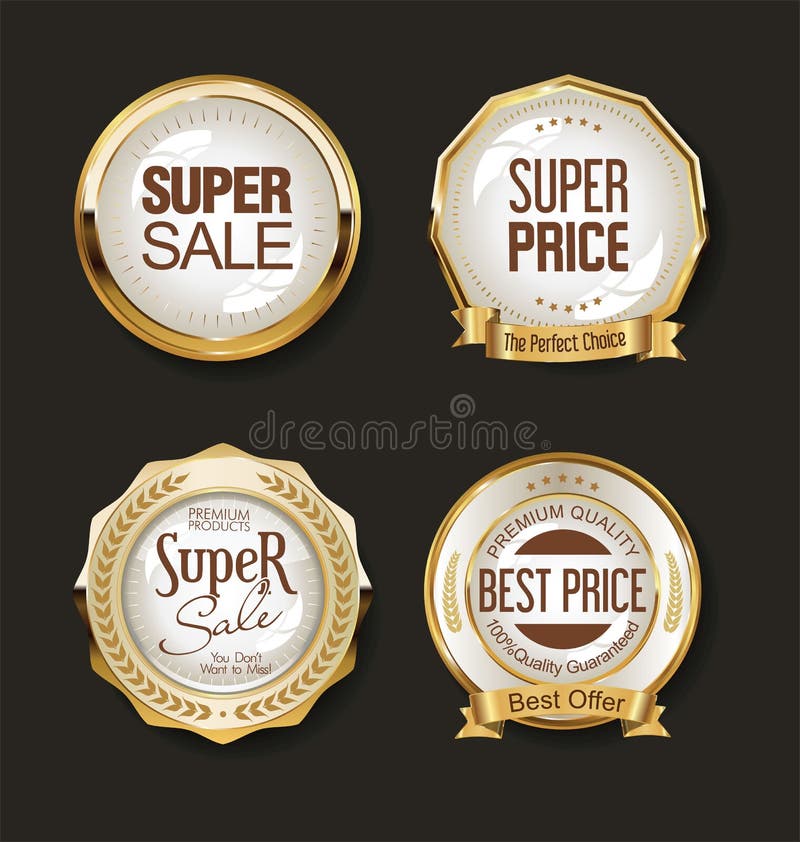 Collection of Luxury Golden Design Elements Labels Stock Illustration ...