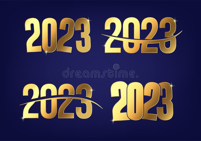 Set of Luxury Gradient 2023 New Year Text Stock Vector - Illustration ...