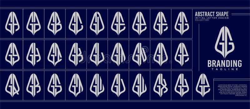 Set of Luxury Line Curve Abstract Letter G GG Logo Monogram Stock ...