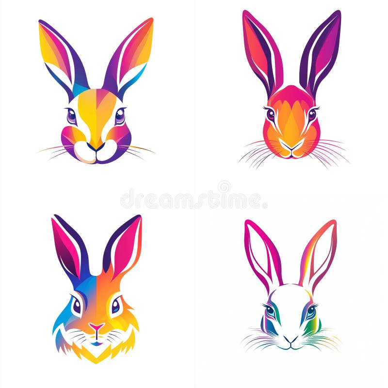 Vibrant Geometric Rabbit Bunny Illustration - Modern Digital Art ...