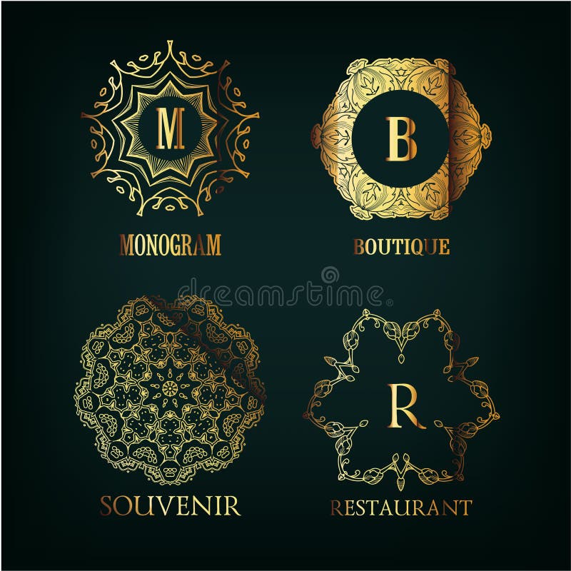 Set of Luxury, Simple and Elegant Monogram Stock Vector - Illustration ...