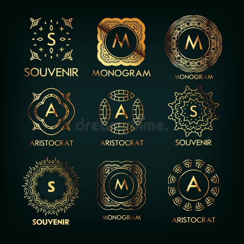 Set of Luxury, Simple and Elegant Monogram Stock Vector - Illustration ...