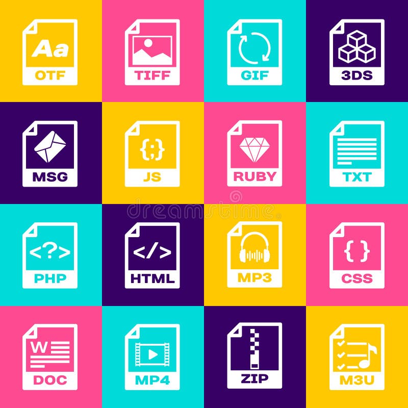 Set M3U File Document, CSS, TXT, GIF, JS and MSG Icon. Vector Stock ... Set M3U File Document, CSS, TXT, GIF, JS and MSG Icon. Vector Stock ...